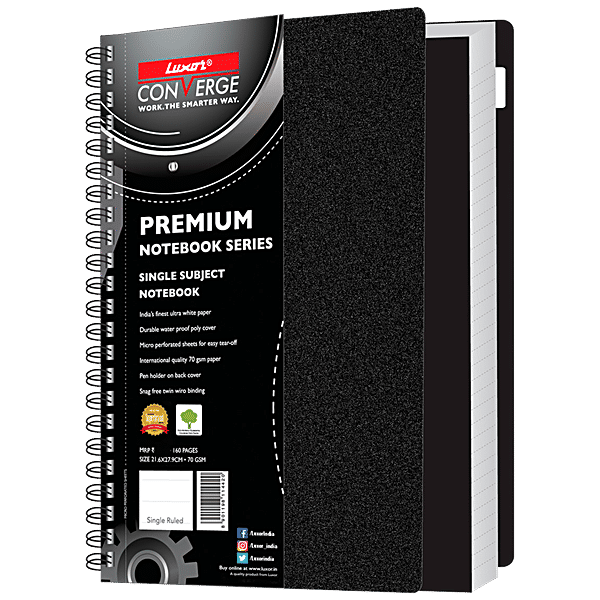 Buy Luxor Premium Notebook - Ruled, Single Line, Spiral Binding, A4 ...