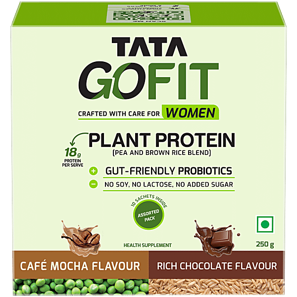Buy Tata GoFit Plant Protein Powder - For Women, Trial Pack, Cafe Mocha ...