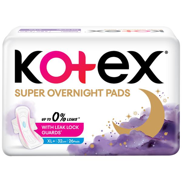 Buy Kotex Super Overnight Sanitary Pads - With Leak Lock Guards, 100% ...