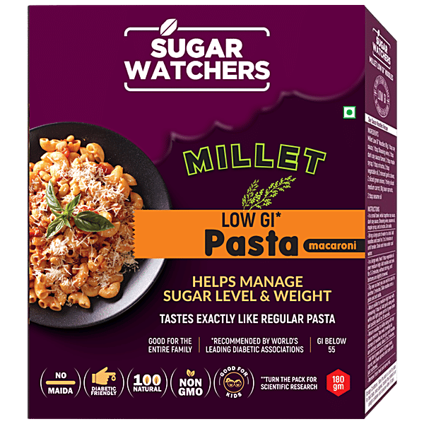 Buy Sugar Watchers Millet Low GI Pasta Macaroni - Diabetic Friendly, No ...