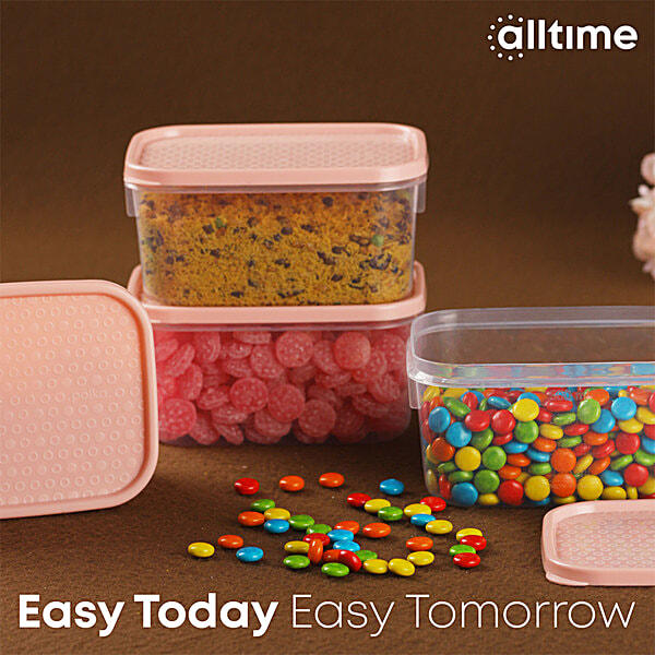 Buy All Time Plastic Polka Containers With Lid - Pink, Multipurpose ...