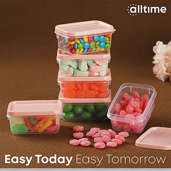 Buy All Time Plastic Polka Containers With Lid - Pink, Multipurpose ...