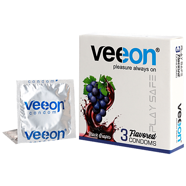 Buy VEEON Play Safe Flavored Condoms - Black Grapes Online at Best ...