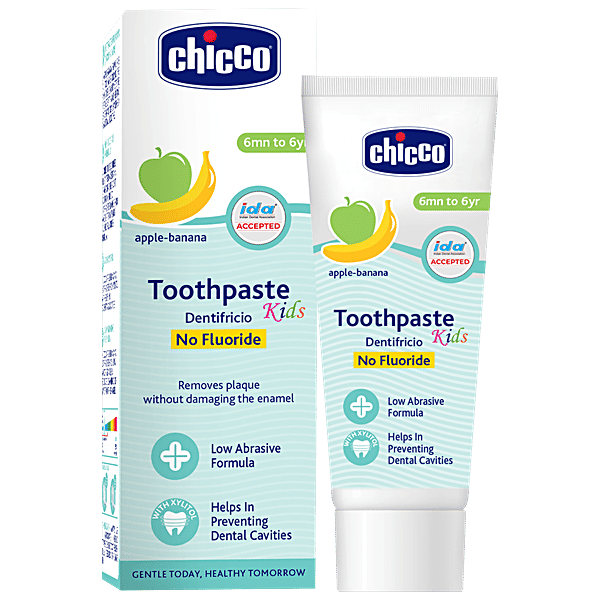 Buy Chicco Kids Toothpaste - Apple Banana, No Fluoride, Removes Plaque ...