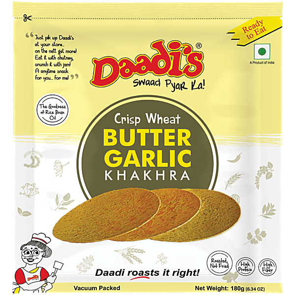 Buy Daadi's Crispy Wheat Khakhra - Butter Garlic Online at Best Price ...