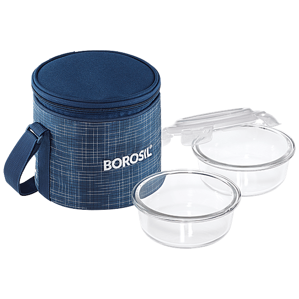 Buy Borosil Indigo Vertical Glass Lunch/Tiffin Box - Microwave Safe ...