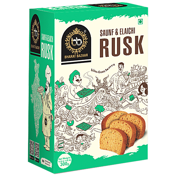 Buy Bharat Bazaar Saunf & Elaichi Rusk - Crunchy Online at Best Price ...