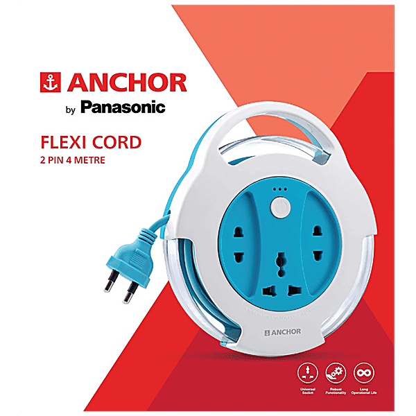 Buy Anchor by Panasonic Flexi Cord - Plastic, 4 Mtr, 6A, Euro Sockets ...