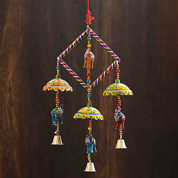 Buy eCraftIndia Handcrafted Decorative Elephant With Chhatri Wall/Door ...