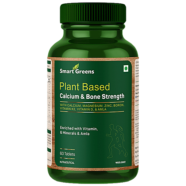 Buy Smart Greens Plant Based Calcium & Bone Strength Tablets - Supports ...