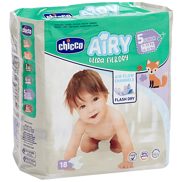 Buy Chicco Airy Junior Diapers - Ultra Fit & Dry, With Air Flow Channel ...