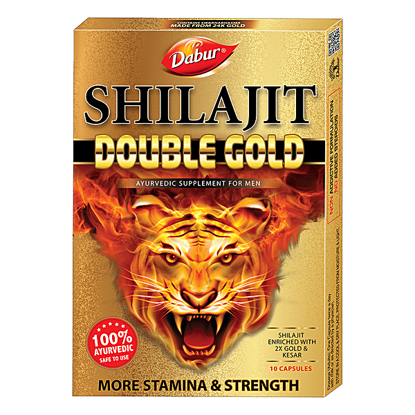 Buy Dabur Dabur Shilajit Double Gold - 10 Capsules | Shilajit Enriched ...