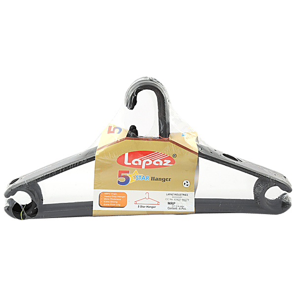 Buy Lapaz 5 Star Hanger - Plastic, Lightweight, Strong & Durable, Black ...
