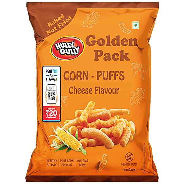 Buy Hully Gully Corn-Puffs - Cheese Flavour, Baked, Golden Pack Online ...