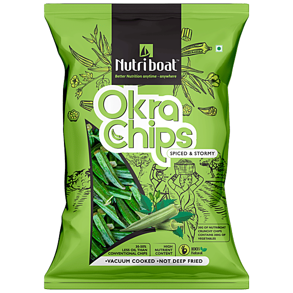 Buy NUTRIBOAT Okra Chips - Vacuum Cooked, Spiced & Stormy Online at ...