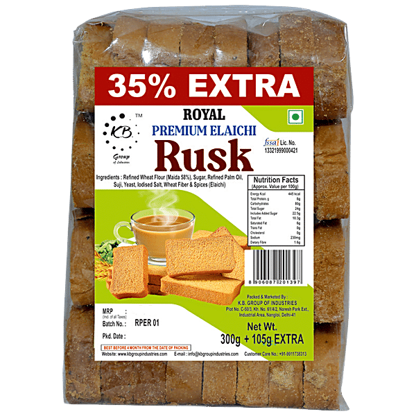 Buy Royal Premium Elaichi Rusk - Crispy & Crunchy, Tea Time Snack ...