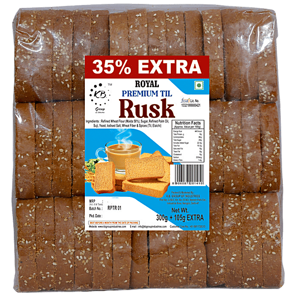 Buy Royal Premium Til Rusk - Crispy & Crunchy, Tea Time Snack Online at ...