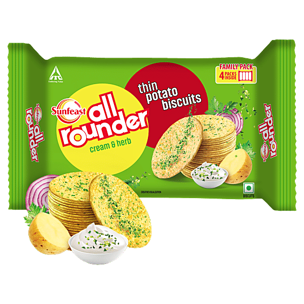 Buy Sunfeast All Rounder, Thin, Light & Crunchy Potato Biscuit With ...