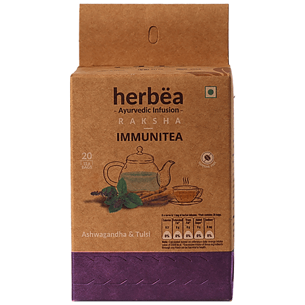 Buy herbea Raksha Immunitea Infusions - With Ashwagandha & Tulsi, 100% ...