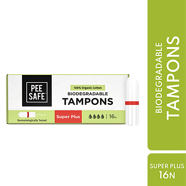 Buy Pee Safe Tampons - 100% Organic Cotton, Biodegradable, Super Plus ...