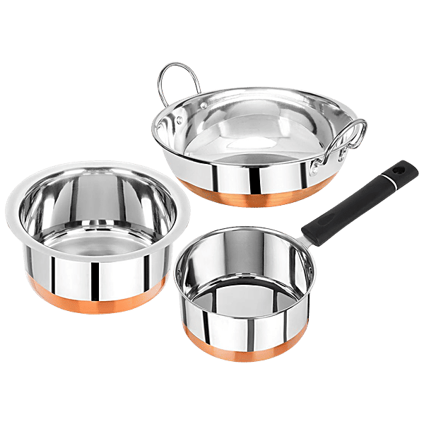 Buy Omega Stainless Steel Copper Bottom Cookware Set - Vento, Induction ...