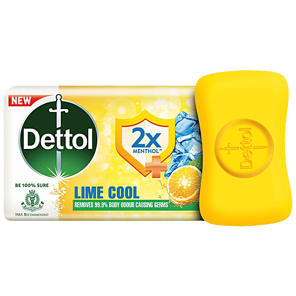 Buy Dettol Lime Cool Bathing Soap Bar With 2X Menthol & Long-Lasting ...