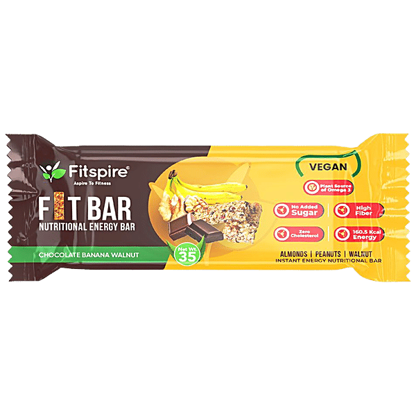 Buy Fitspire Fit Bar Nutritional Energy Bar - Chocolate, Banana, Walnut ...