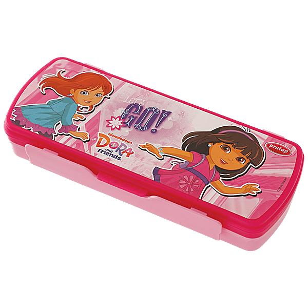 Buy Pratap Pencil Box - Plastic, Big Lock, Dora & Friends, Dark Pink ...