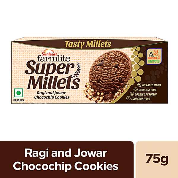 Buy Sunfeast Farmlite Super Millets Ragi & Jowar Chocochip Cookies ...