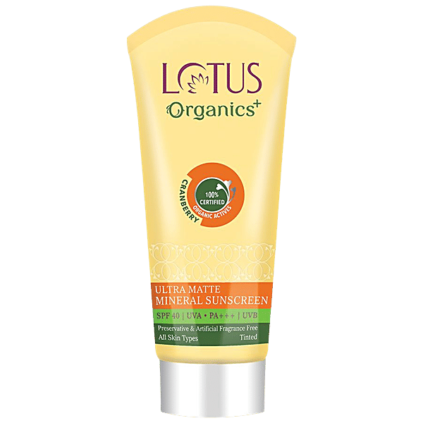 Buy Lotus Organics+ Ultra Matte Mineral Sunscreen - SPF 40, PA+++, For ...