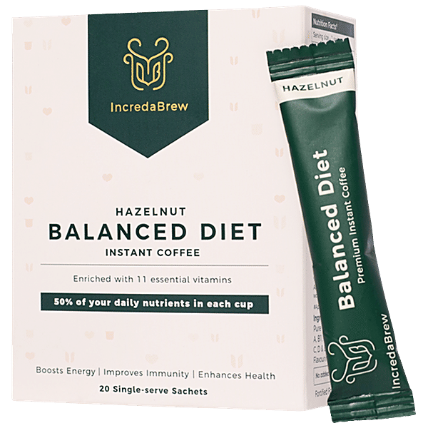 Buy IncredaBrew Balanced Diet Instant Coffee - Hazelnut, Boosts Energy ...
