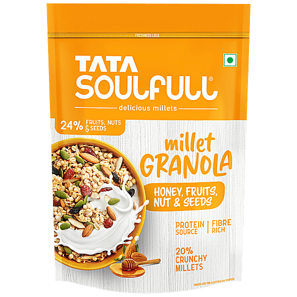 Buy Tata Soulfull Millet Granola Honey, Fruits, Nut & Seeds - Protein ...