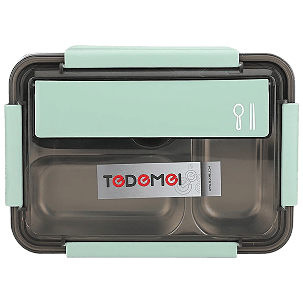 Buy Tedemei Lunch Box - Stainless Steel Interior, 3 Compartment, Green ...