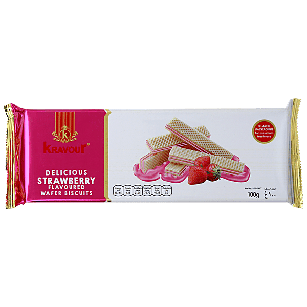 Buy Kravour Strawberry Flavoured Wafer Biscuits Online at Best Price of ...