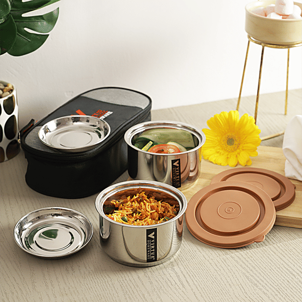 Buy Virtue Fusion 2 Stainless Steel Lunch Box With Additional Plate ...