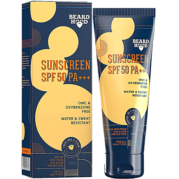 Buy BEARDHOOD Sunscreen - SPF 50 PA+++ OMC & Oxybenzone Free Online at ...