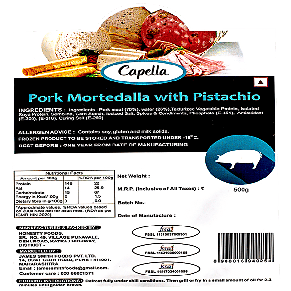 Buy Capella Pork Mortadella With Pistachio Online at Best Price of Rs ...