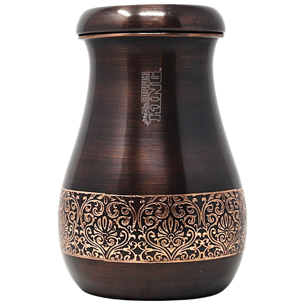Buy Mr. Copper King Antique Engraved Pure Copper Water Jar/Rajwadi Pot ...