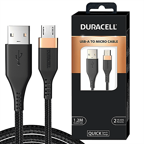 Buy Duracell Type A to Micro USB Braided Fast Charging Cable & Data ...