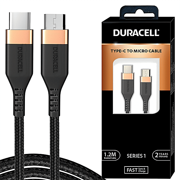 Buy Duracell Type-C To Micro 1.2M Braided Sync & Charge Cable - USB C ...