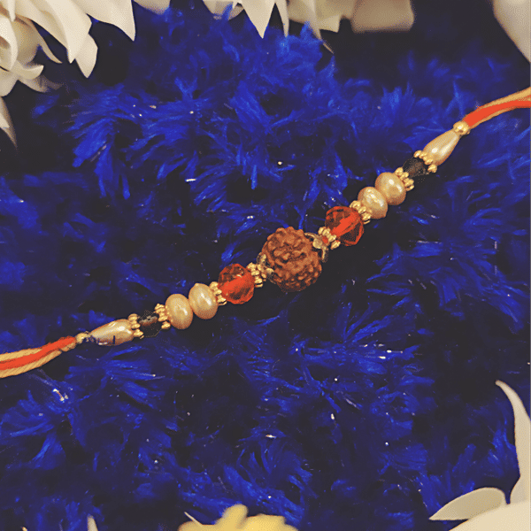 Buy House of Festivals Rudraksh Rakhi - With Pearl Beads, Multicolour ...