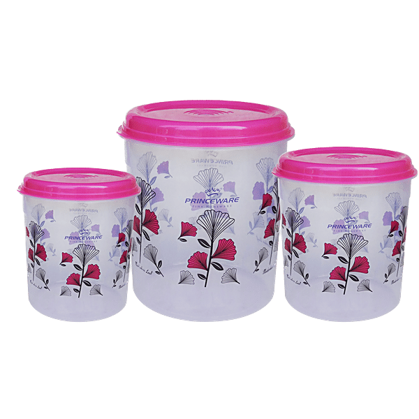 Buy Princeware Classic Tall Atta/Dal/Rice Container Set - Pink Online ...