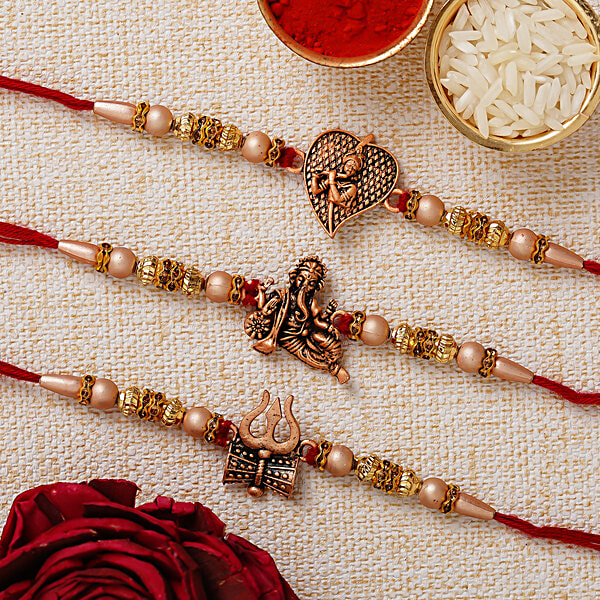 Buy eCraftIndia Lord Ganesha, Shiva & Krishna Religious Rakhis Online ...