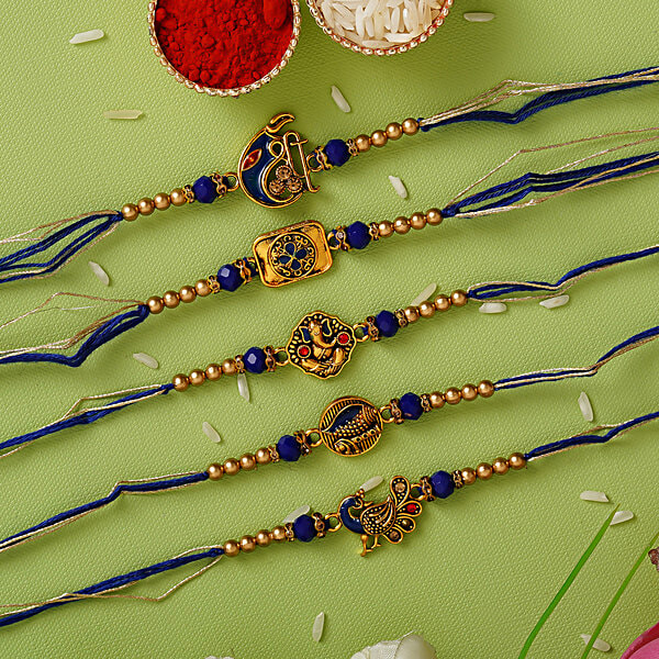 Buy eCraftIndia Blue & Golden Religious Rakhis Online at Best Price of ...