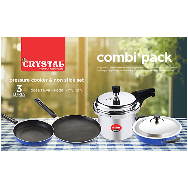 Buy Crystal Kitchen Combi Cookware Set - Cooker, Kadai, FryPan, Tawa ...