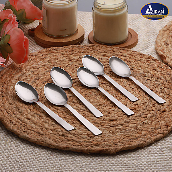 Buy Airan Stainless Steel Dessert Spoon Set - Silver Online at Best ...