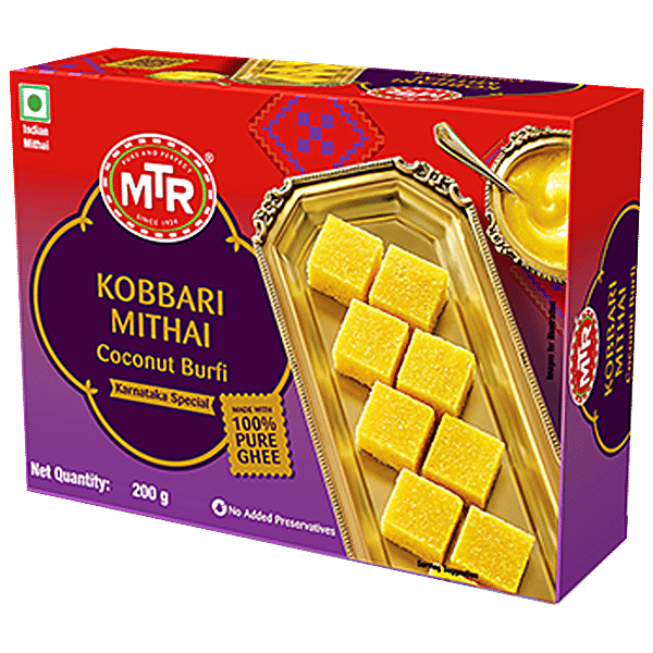 Buy MTR Kobbari Mittai Coconut Barfi - Made With 100% Pure Ghee Online ...