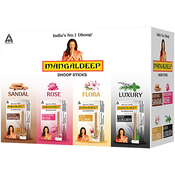 Buy Mangaldeep 5 In 1 Dry Dhoop Sticks - Sandal, Rose, Blossom, Musk ...