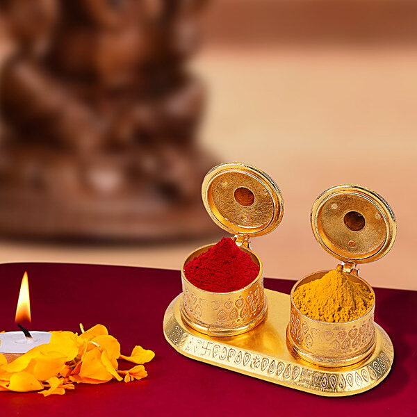 Buy Prime-Metal Brass Sindoor/Kumkum Box - Elegant, Premium, Gold ...