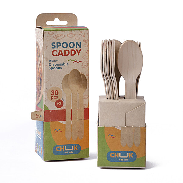 Buy Chuk Spoon Caddy 160 mm Disposable Wooden Spoon Online at Best ...